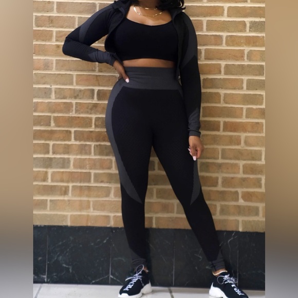 Pants & Jumpsuits | 2 Piece Active Set Black And Gray | Poshmark